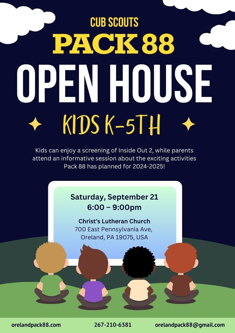 (past) Scout Open House - Sept. 09, 2024 - Cub Scout Pack 88 | Oreland, Pennsylvania